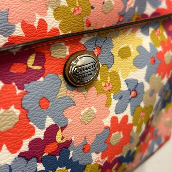 Coach | Bags | Coach Pink Floral Crossbody Leather Bag | Poshmark